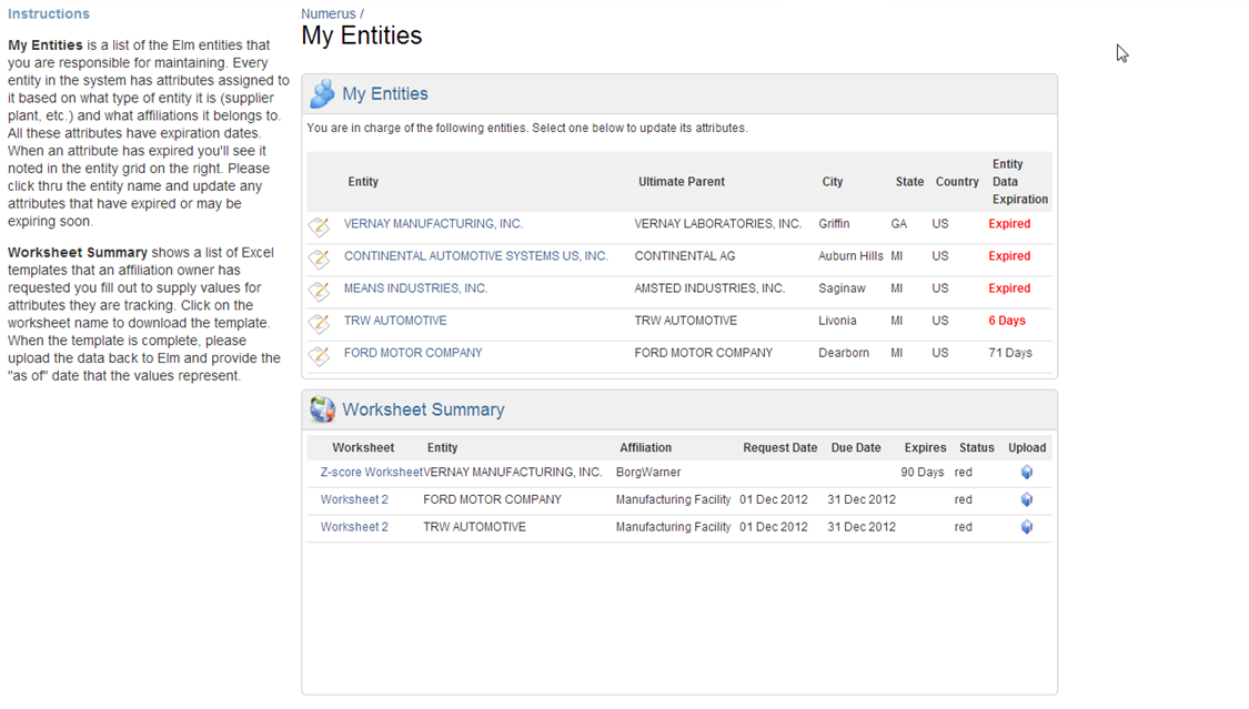 Managing My Entities | Elm Analytics
